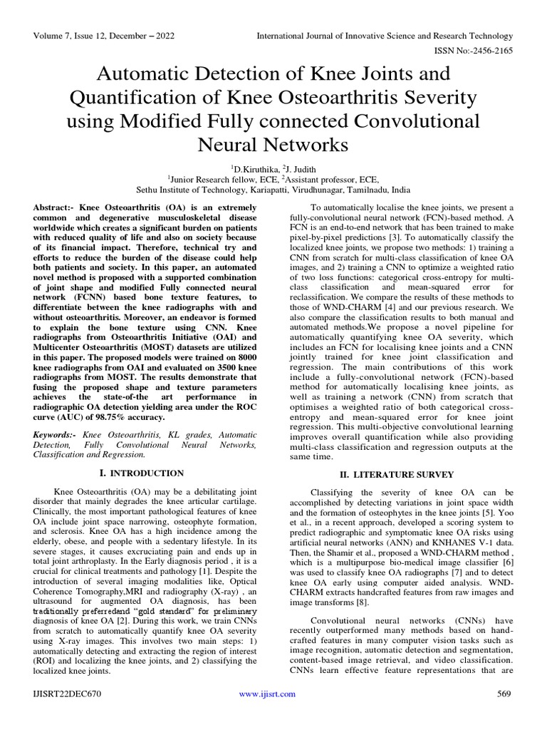 Automatic Detection of Knee Joints and Quantification of Knee ...
