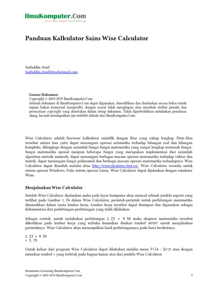 Panduan Kalkulator Sains Wise Calculator | PDF