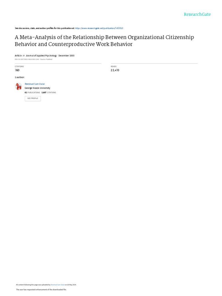 Dalal | PDF | Job Satisfaction | Sampling (Statistics)