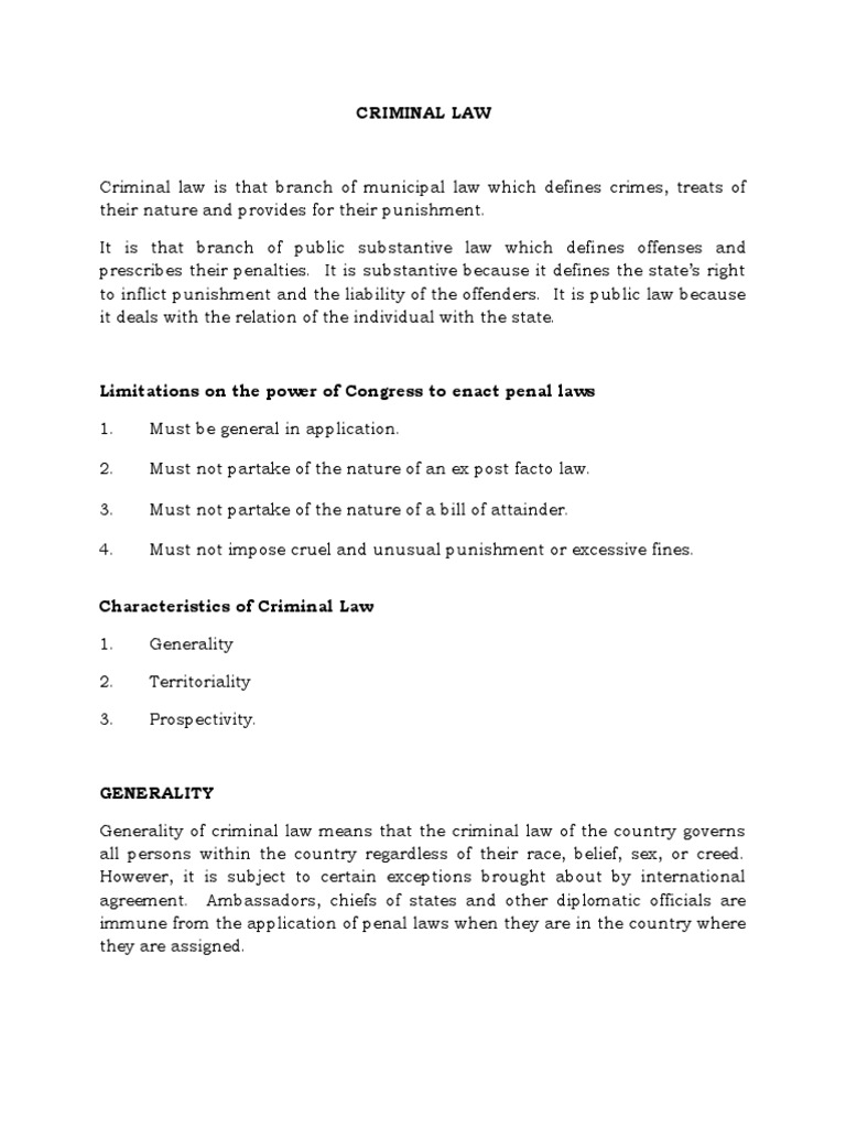 Overview of Criminal Law Principles | PDF | Criminal Law | Crimes