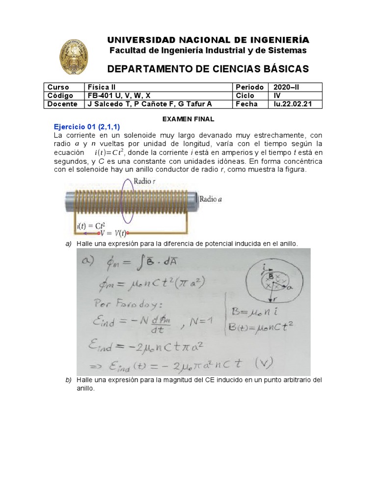 Ex Final FB 401 20 2 Solucion | PDF | voltaje | Ingenieria Eléctrica