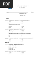 Grade 2 Math Quiz | PDF