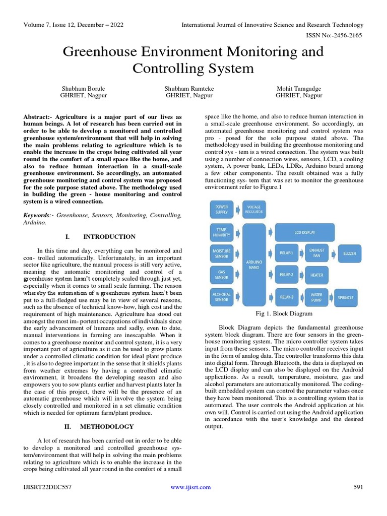 Automated Greenhouse Control System | PDF | Sensor | Greenhouse