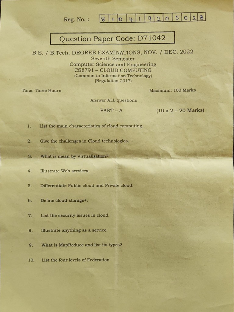 CC - Ques Paper | PDF | Cloud Computing | Computing