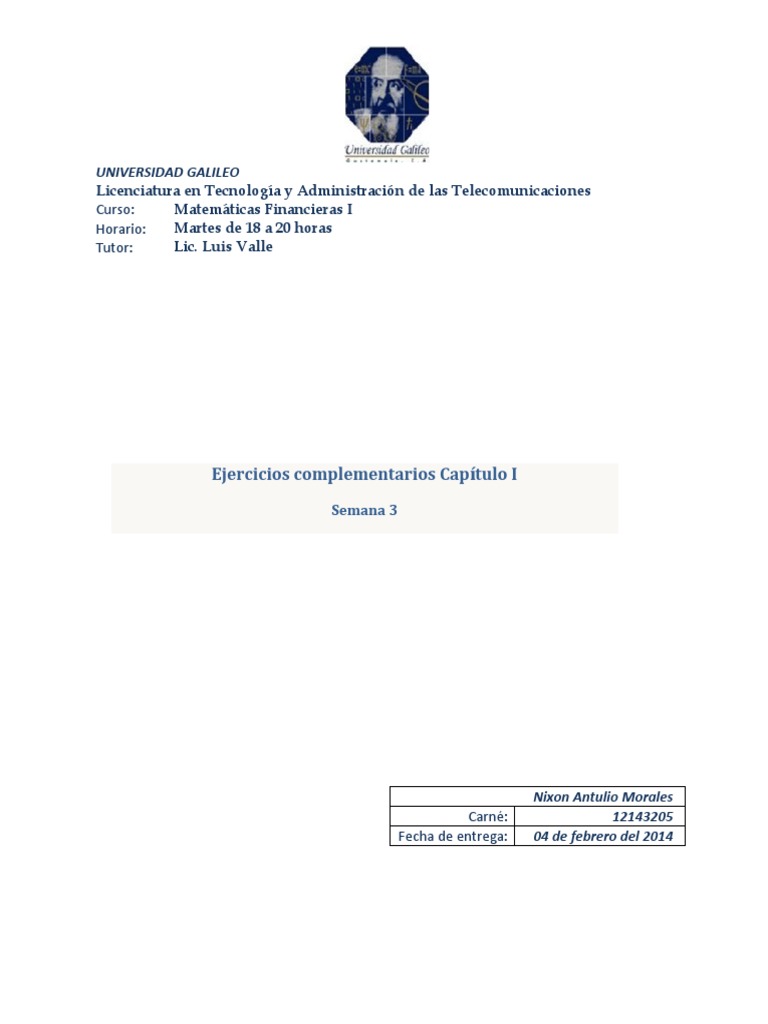 Ejercicios Complementarios Capítulo I | PDF