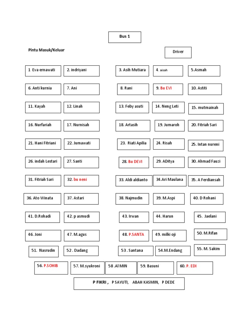 Denah Tempat Duduk Bus | PDF