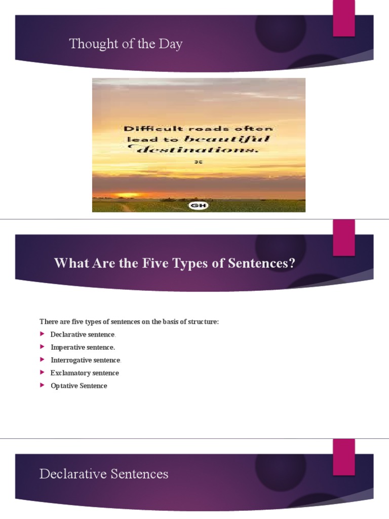 Types of Sentences | PDF | Sentence (Linguistics) | Question