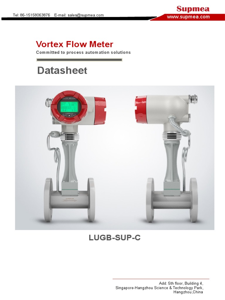 SUP-LUGB-C Vortex Flowmeter Datasheet | PDF | Flow Measurement | Metrology