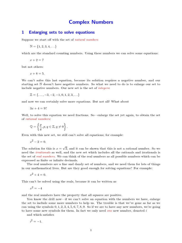 I Version Complex Numbers | PDF | Numbers | Complex Number