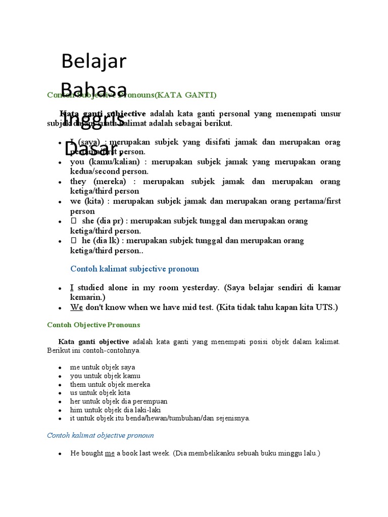 Belajar Bahasa Inggris Dasar | PDF