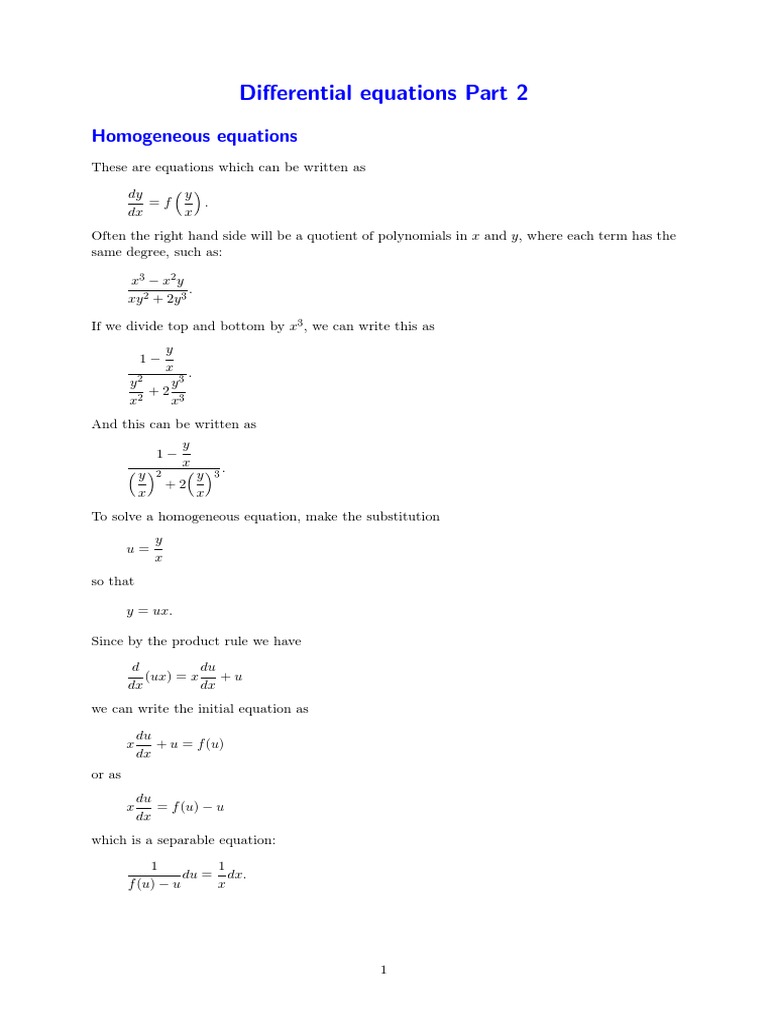 Differential Equations Part2 Pdf Equations Ordinary Differential