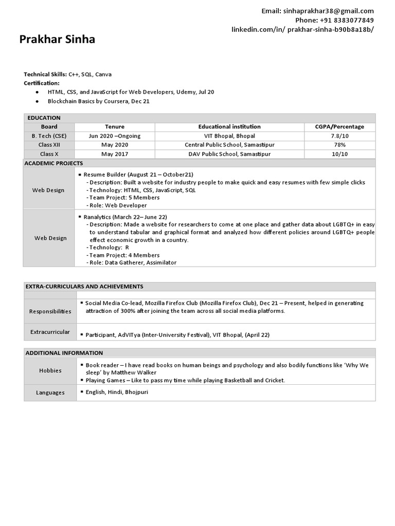 Prakhar SinhaVIT Bhopal CSE | PDF | World Wide Web | Internet & Web