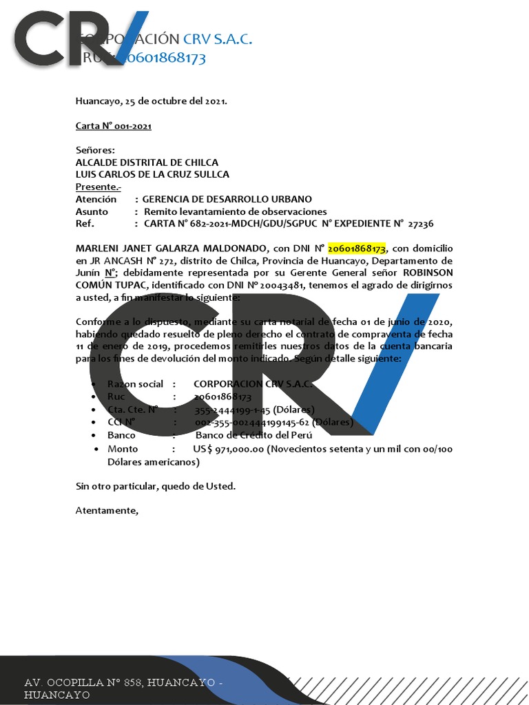 Carta 002-20-B CRV | PDF