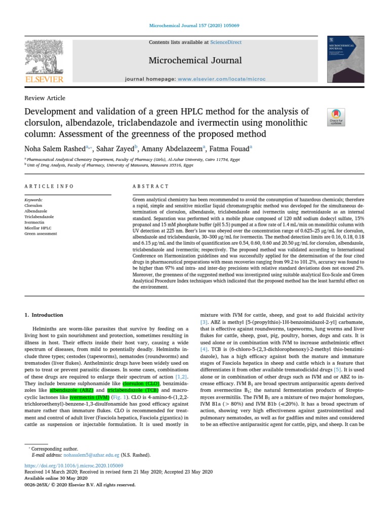 Development and Validation of A Green HPLC Method For The Analysis of ...