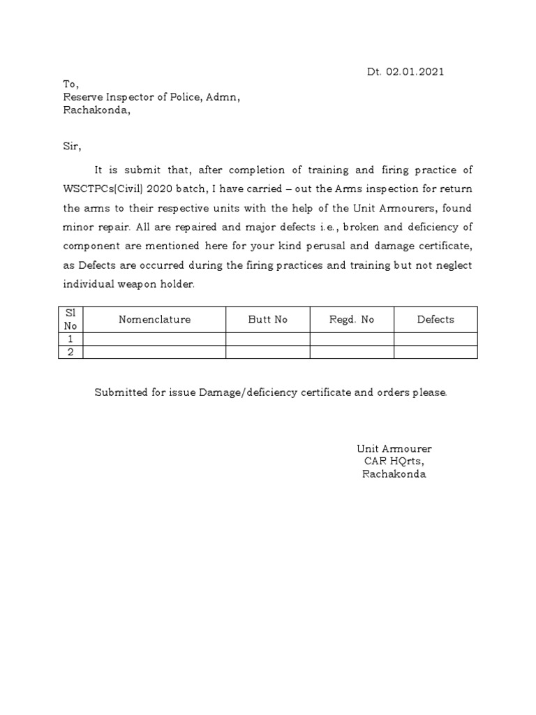 Damage Certificate Request for Arms | PDF | Technology & Engineering