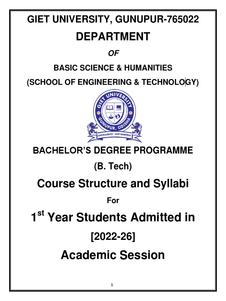 2022 26 B. Tech Syllabus 1ST Year | PDF | Integral | Matrix (Mathematics)