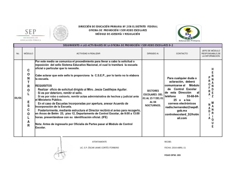 Seguimiento Opse Sello Sistema Educativo Nacional | PDF