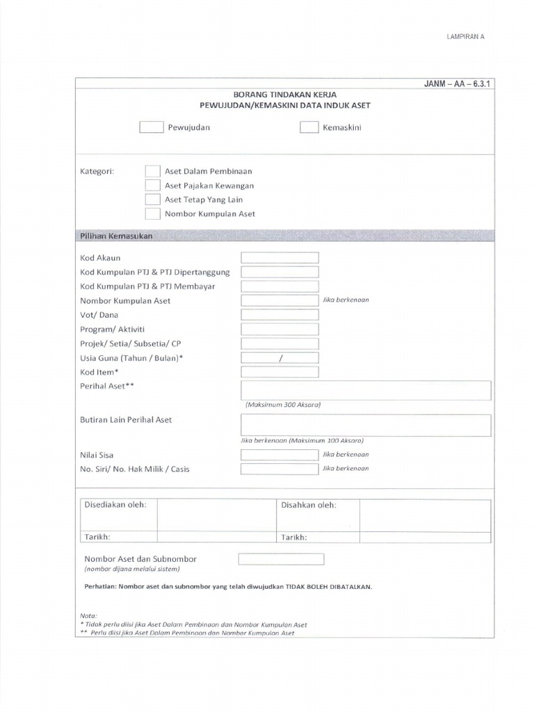 Borang Pergerakan Aset IGFMAS | PDF