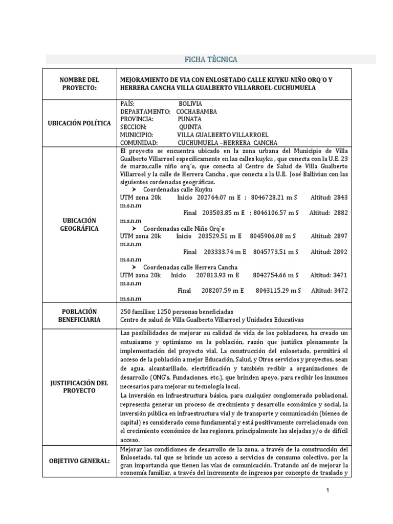 Ficha Tecnica Enlosetado Cuchumuela | PDF | Economias