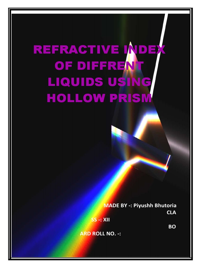 Hollow Prism 2 Xii Physics Investigatory Project Pdf Prism