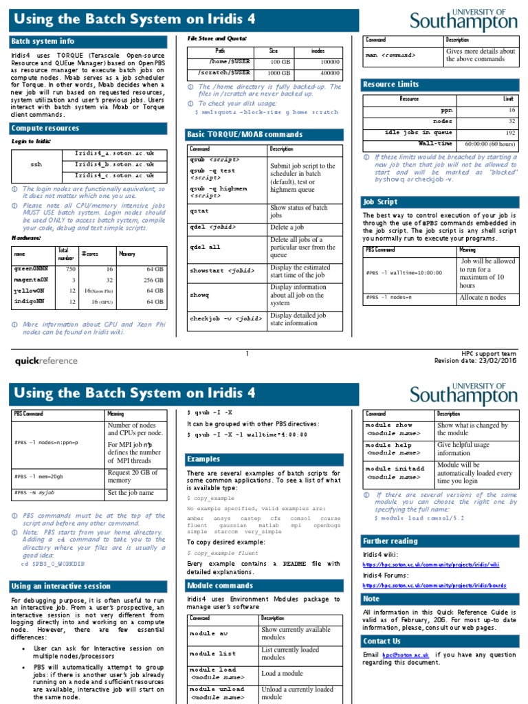 Batch System Basics For Iridis4 v0 | PDF | Computer File | Data Management