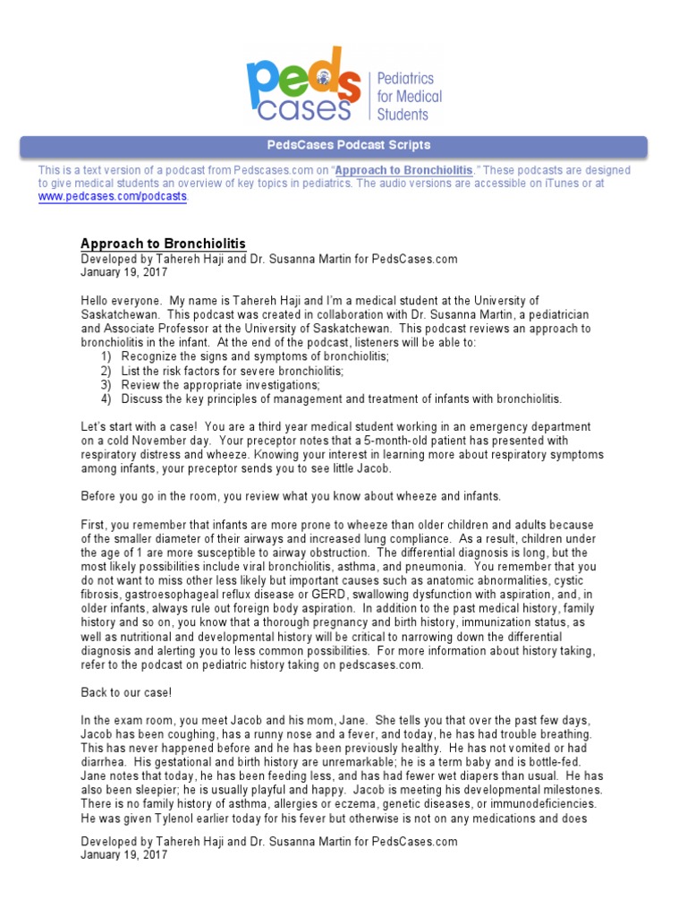 Bronchiolitis Script | PDF | Epidemiology | Diseases And Disorders