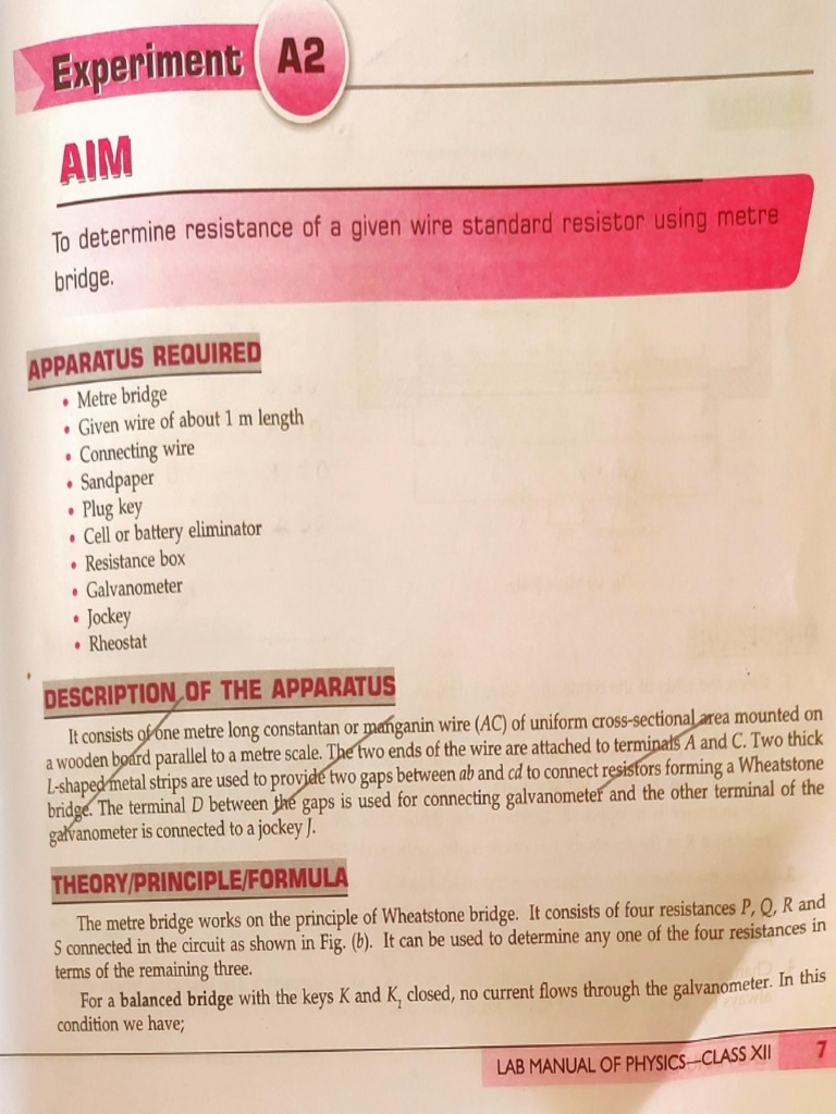 Determining the Resistance of a Wire Using a Metre Bridge | PDF | Electrical Resistance And ...