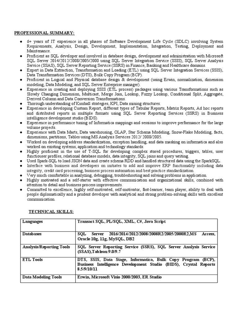 SQL Server Developer | PDF | Microsoft Sql Server | Databases