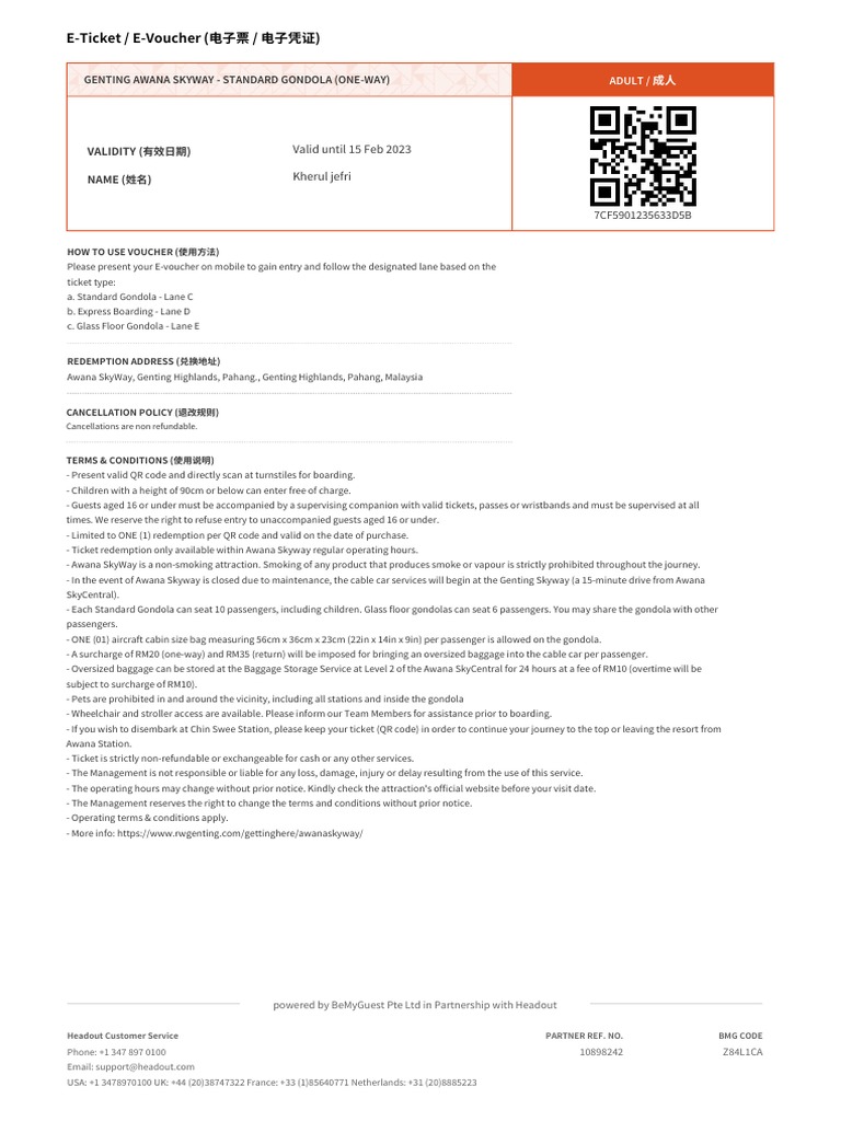 Genting Awana Skyway E-Ticket Guide | PDF | Fee | Qr Code