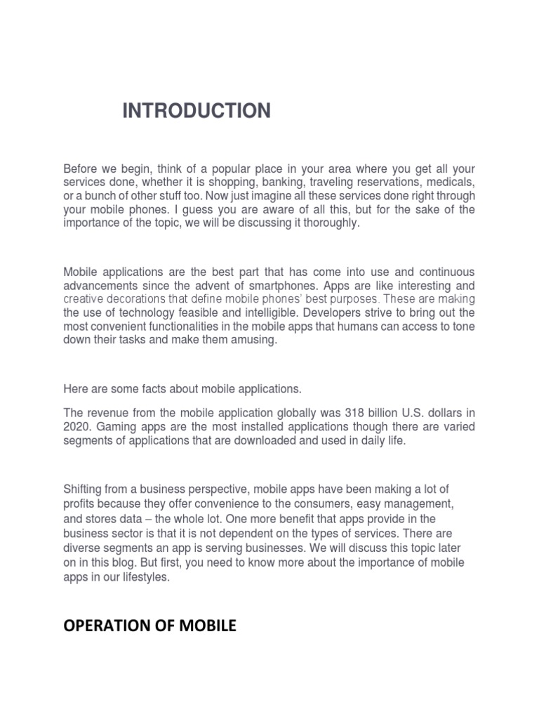 Mobile App Based Operation Pdf Mobile App Application Software