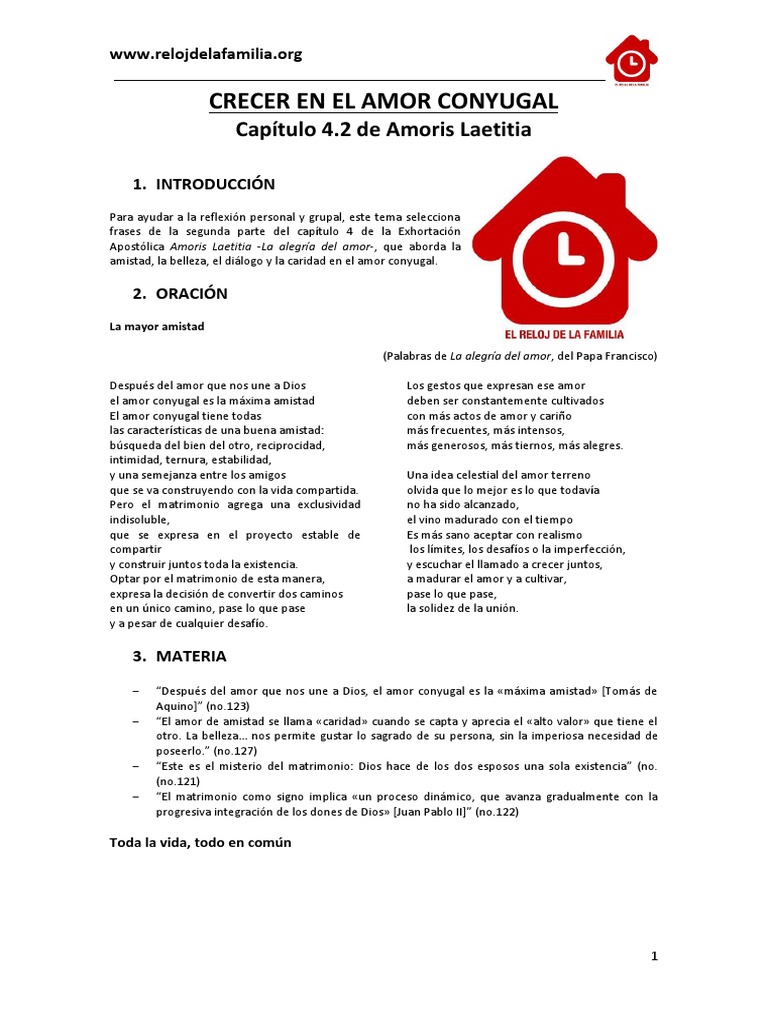 Relojfamilia Amorislaetitia Cap4 2 | PDF | Amor | Matrimonio