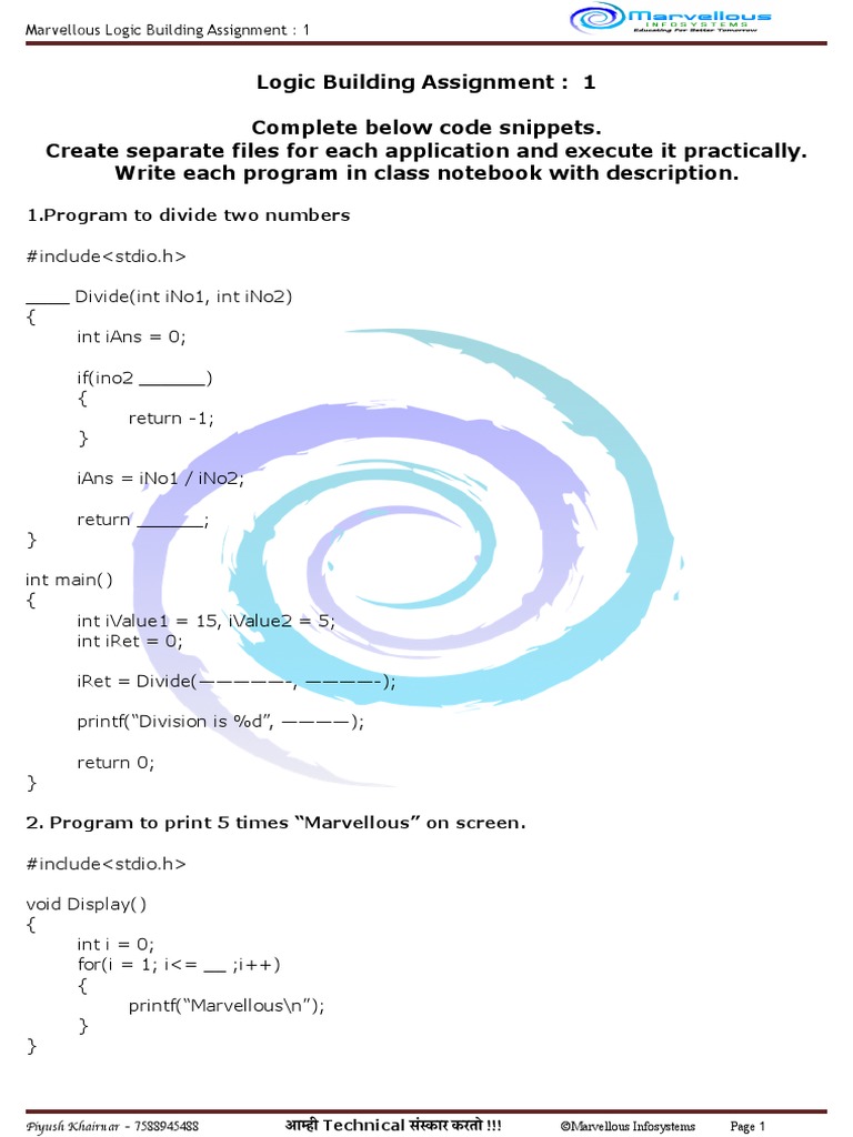 Marvellous Logic Building Asignment - 1 | PDF | Software Engineering | Systems Engineering