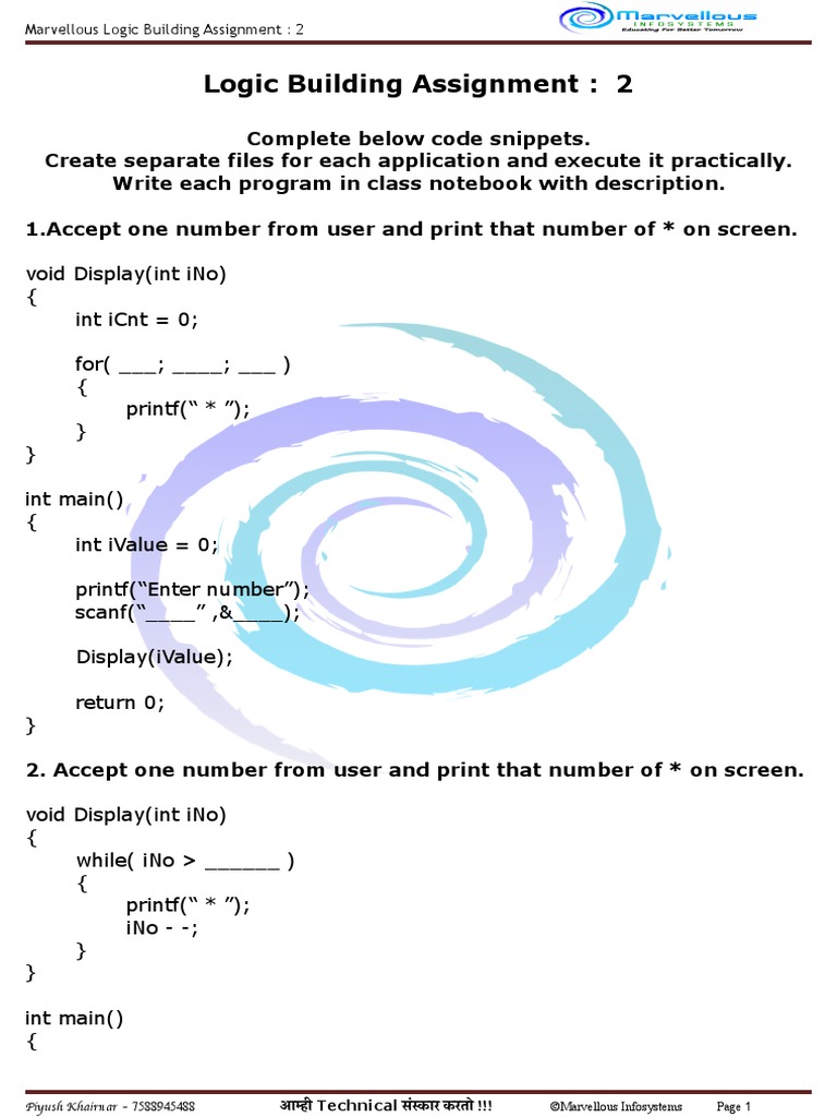 Marvellous Logic Building Asignment 2 Pdf Software Engineering Information Technology 2339