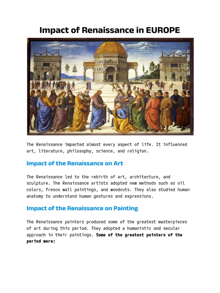 Renaissance's Impact on Europe | PDF | Renaissance | Renaissance Art