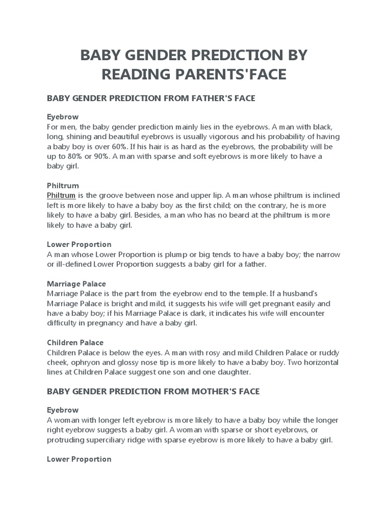 Predicting Baby Gender Through Facial Features: An Analysis of ...