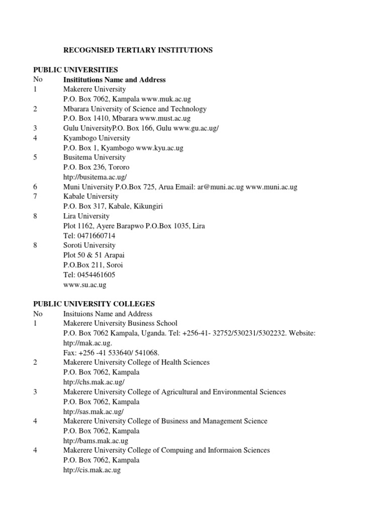 Uganda's Accredited Universities | PDF | Uganda