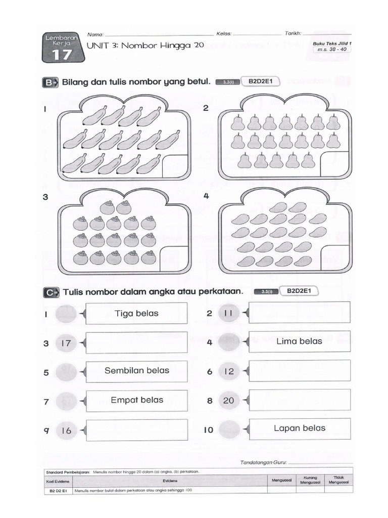Latihan Math Tahun 1 (01) | PDF
