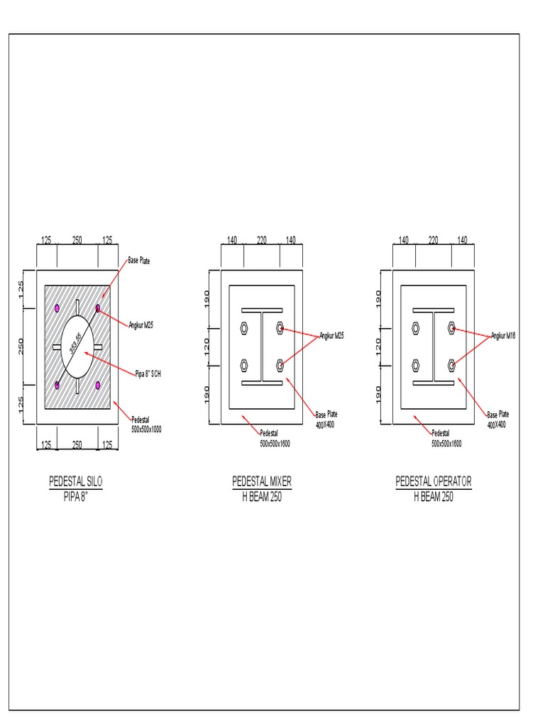 Base Plate, Pedestal, Angkur Dimensions | PDF