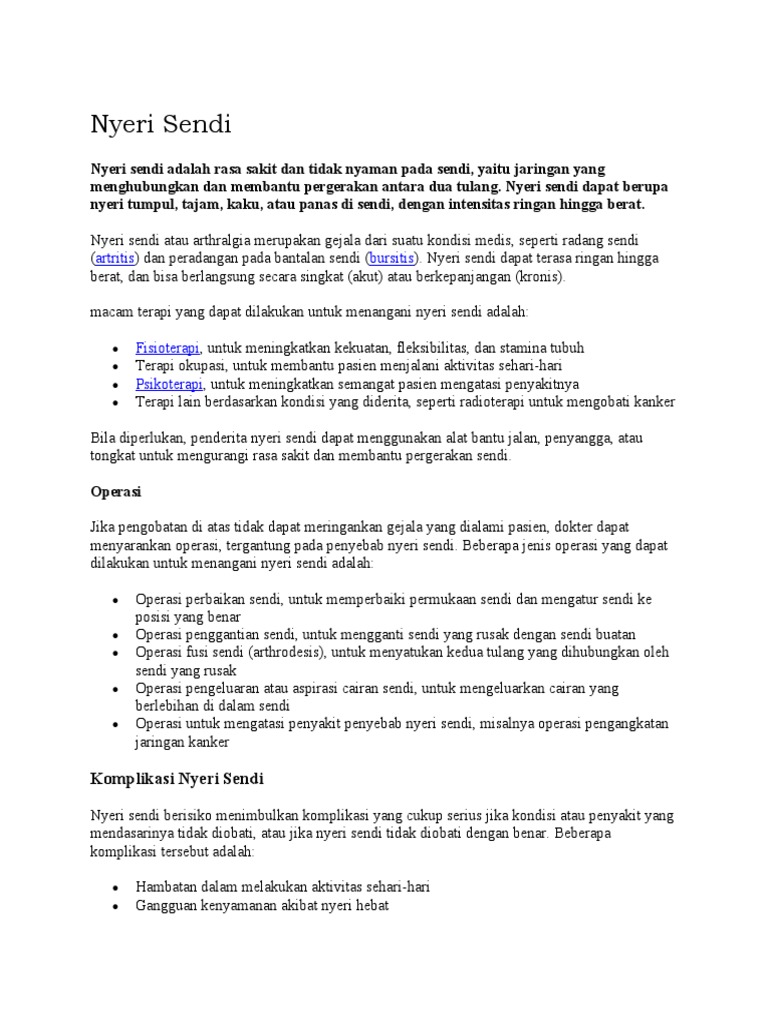 Panduan Mengatasi Nyeri Sendi | PDF