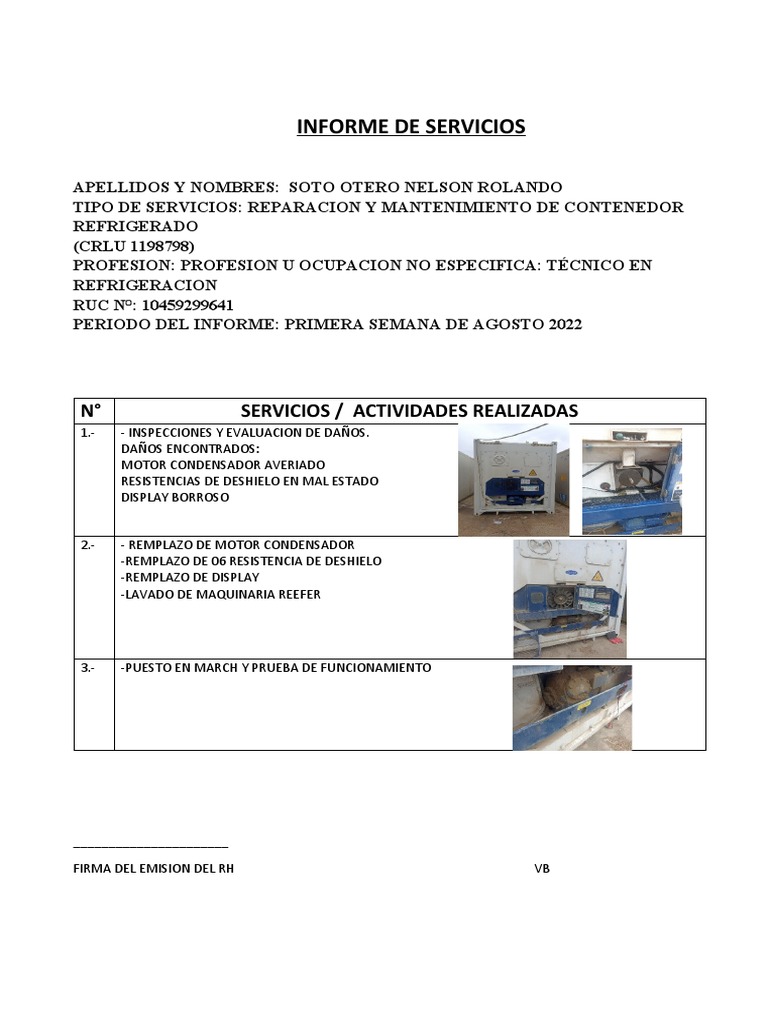 Informe de Servicios | PDF