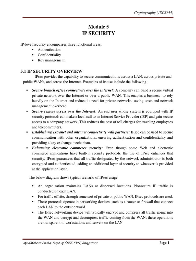 5.1 Ip Security Overview | PDF | Internet Protocols | Computer Network