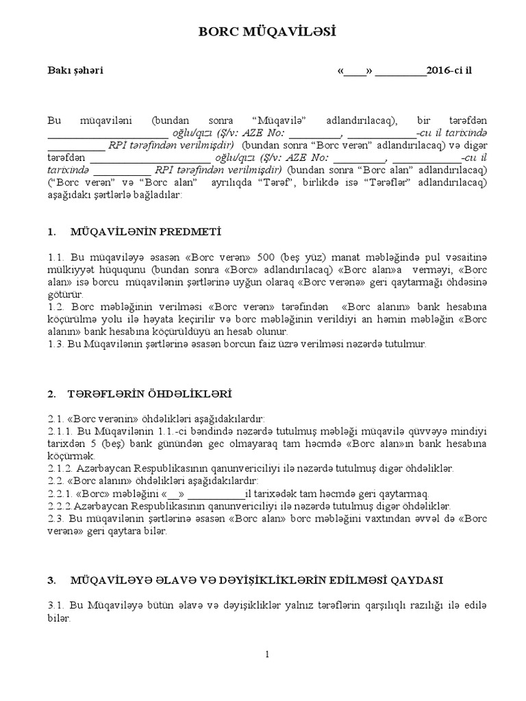 Borc-Muqavilesi 2 | PDF
