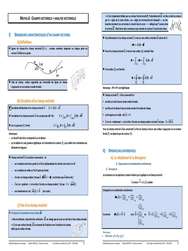 Champs vectoriels et opérateurs mathématiques | PDF | Divergence ...