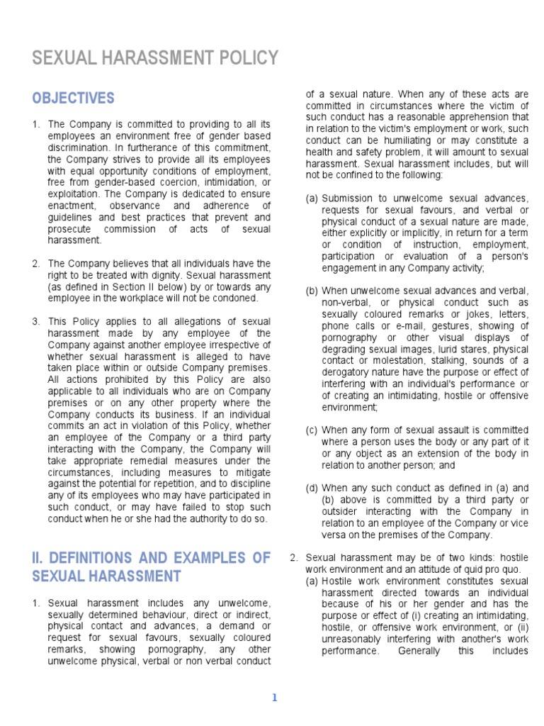 Sexual Harassment Policy | PDF | Sexual Harassment | Justice