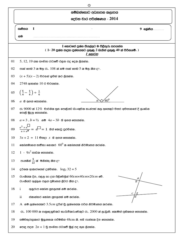 Math - G9 - T2 - PP I, II - 2014 | PDF