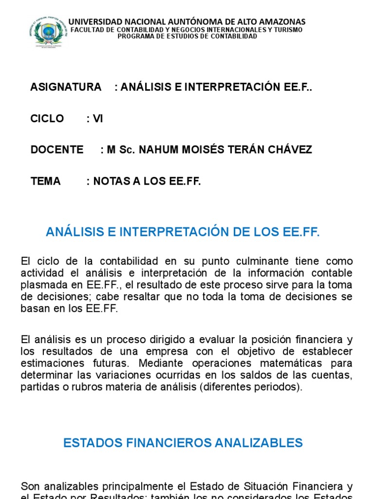 Notasalos EEFF | PDF | Contabilidad | normas internacionales de INFORMACION FINANCIERA