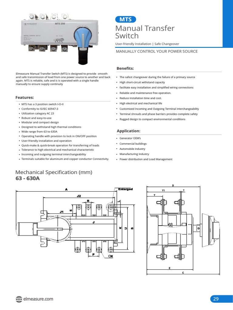 Elmeasure Manual Transfer Switch Catalog | PDF | Switch | Fuse (Electrical)