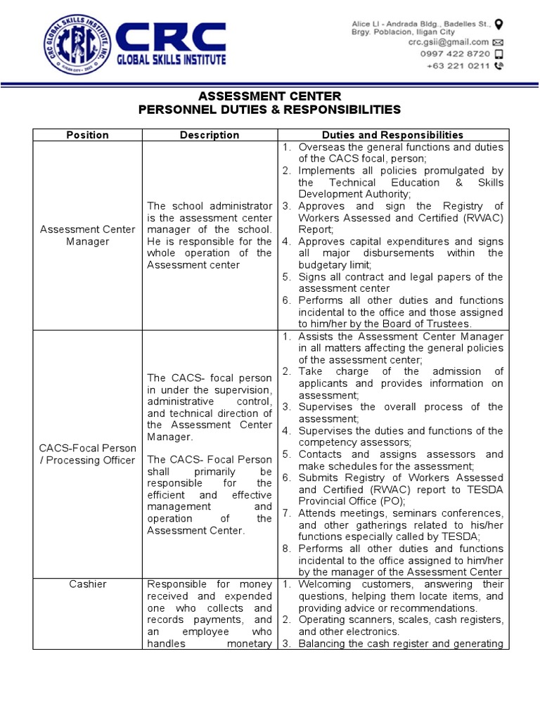 Duties and Responsibilities | PDF | Economies | Business
