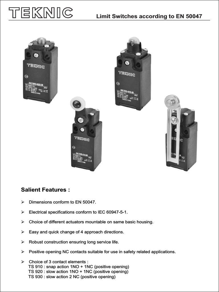 NK Limit Switch Catalogue 1 | PDF | Switch | Tools