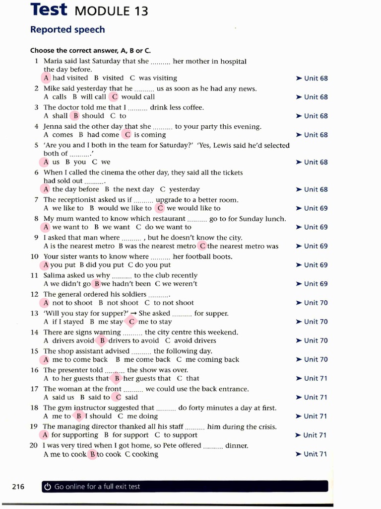 12 Reported Speech - Answers | PDF